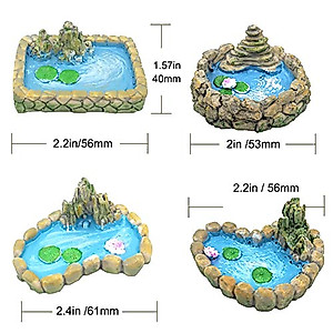 Trasfit 4 Pieces Fairy Garden Miniature Pond Ornaments Accessories for Miniature Garden Accessories, Home Micro Landscape Decoration