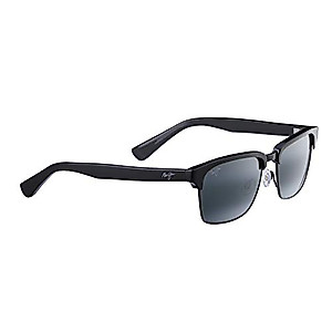Maui Jim Men's and Women's Kawika Polarized Classic Sunglasses, Black Gloss w/Antique Pewter/Neutral Grey, Medium