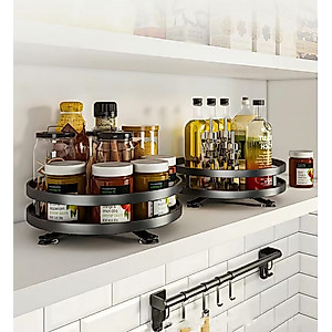 Turntable Spice Rack, 360 Degree Rotatable Seasoning Multi-Function Organizer with Suction Cup Feet for Cabinet Kitchen Refrigerator Bathroom Pantry Countertop Vanity