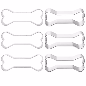 FAZHBARY 6 Counts Bone Cookie Cutter Small Dog Bone Cookie Cutters Metal Dog Bone Shaped Cookie Candy Food Mold Cutters for Treats Baking Crafts