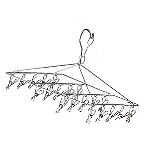 Syrisora Clothes Drying Hanger Stainless Steel Multi Clip Laundry Drip Hanging Rack for Underwear Socks Hat (No Loop Square)