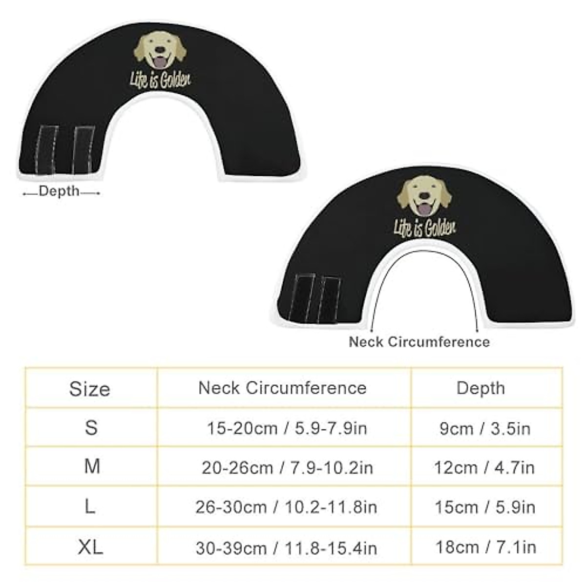 Life is Golden (Golden Retriever) Comfortable Dog Cone Cat Collar Adjustable Prevent from Licking Wounds XL
