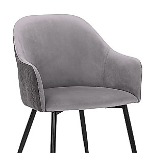 Armen Living Pixie Fabric Dining Room Chair with Black Metal Legs, 18" Seat Height, Grey