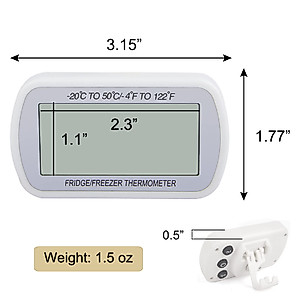 AEVETE 3 Pack Waterproof Digital Refrigerator Thermometer Large LCD, Freezer Room Thermometer with Magnetic Back, No Frills Easy to Read