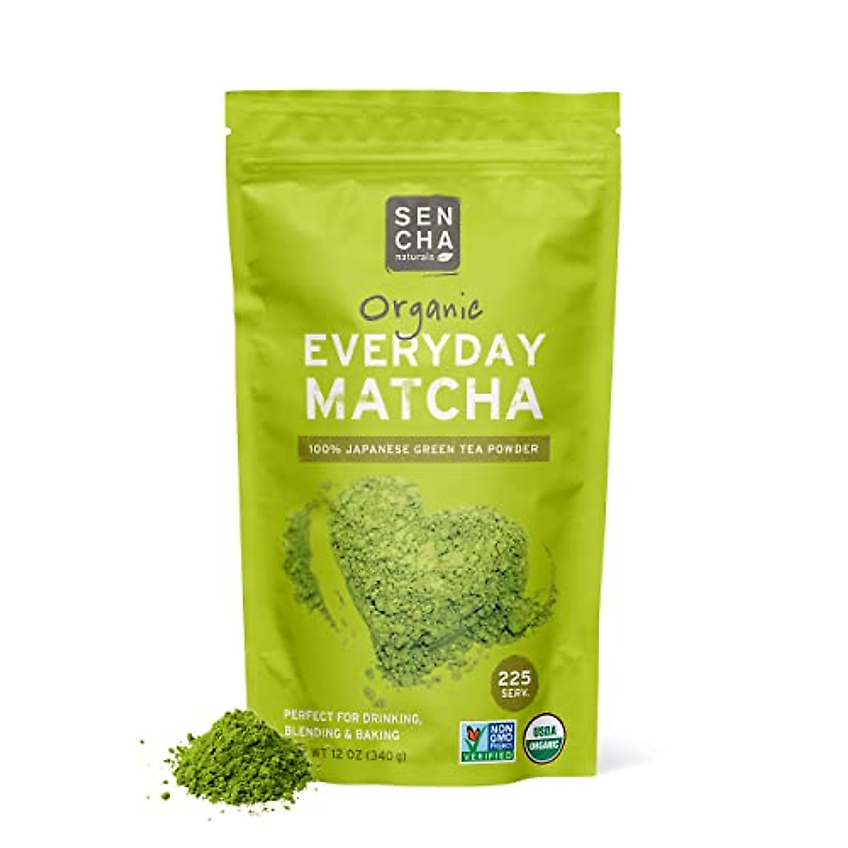 SEN CHA Naturals Organic Everyday Matcha Powder, Authentic Japanese Matcha Green Tea Powder, Premium First & Second Harvest Culinary Grade Organic Matcha Tea, Lattes & Baking, 12oz Bag (1 Pack)