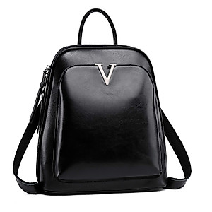 Iswee Backpack for Women Leather Back Pack Purse Fashion Ladies Purses Anti-theft Convertible Shoulder Bag Travel Bag(Black)