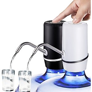 Water Pump for 5 Gallon Bottle: 2pack Water Pump for 5 Gallon Bottle USB Charging Water Bottle Dispenser with Switch Universal Fit for Home Kitchen Office and Outdoor (White+Black)