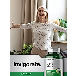 Horbäach Lions Mane Mushroom Extract | 4200mg | 120 Capsules | Vegetarian, Non-GMO, Gluten Free Supplement