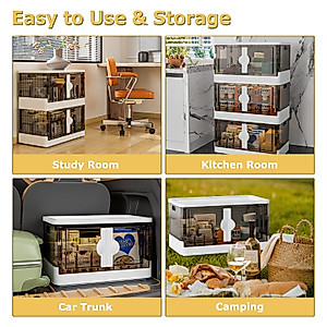 FUNLAX Collapsible Storage Bins with Lids, 8.2 Gal Foldable Stackable Storage Bins with Doors and Wheels, Folding Storage Boxes Set 3 Pack for Closet, Bedroom, Laundry, Home Organizer and Storage