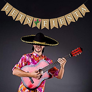 Jute Burlap Let's Fiesta Banner Cinco De Mayo Mexico Theme Birthday Party Baby Shower Garland Decoration