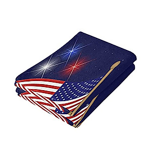 xigua 2PCS Polyester Hand Towels Soft and Absorbent for Hotel Spa Beach Bathroom Fingertip Towel,Flag Day Beautiful Text and Fireworks