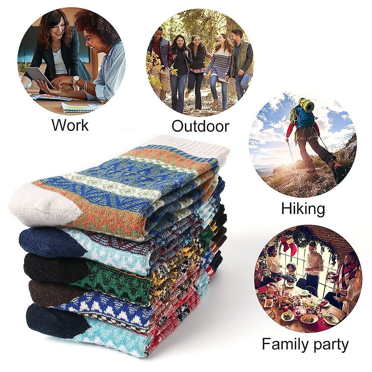 MORECOO Womens Wool Socks - Christmas Gifts for Women - Thick Cozy Winter Socks for Women Soft Warm Casual - Gifts Fuzzy Socks for Women 5 Pairs