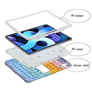 XZC iPad Pro 12.9 Case 2022/2021/2020/2018 Heavy Duty Shockproof Cover for iPad Pro 12.9 Inch 6th Generation 2022 / 5th Gen 2021 / 4th Gen 2020 / 3rd Gen 2018 (Rainbow 2)