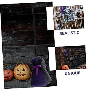 Abaodam 2pcs Witch Broom Witches Broom Party Decorations Halloween Decoration Witch Decoration Witch Halloween Costume Fall Decor for Kitchen Broom Cosplay Besom for Halloween Cloth Purple