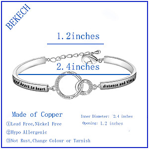 BEKECH Cousins Gift Cousins Bracelet Cousin Are Connected Heart to Heart Distance And Time Can’t Break Them Apart Bracelet Cousin Theme Jewelry Gift for Cousin BFF Gift (silver)
