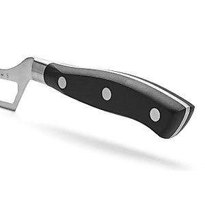 ARCOS Cheese Knife 6 Inch Nitrum Stainless Steel and 145 mm blade. Ergonomic Polyoxymethylene POM Handle. Series Riviera. Color Black