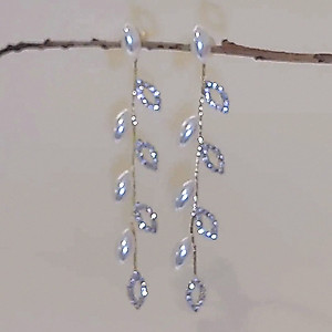 Wedding Earrings for Brides、Bridal Bridesmaid Silver Earrings for Wedding Crystal Cubic Zirconia Bridal Drop Earrings for Women Prom Pearl earring