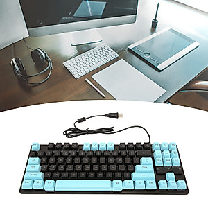 Shanrya Wired Gaming Keyboard, Wide Compatibility Ergonomic Design Wired Keyboard Detachable Keycaps for Desktop for Notebook Computers(Dark Blue)