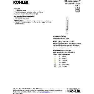 Kohler K-97631-0 Choreograph 14" Shower Locker Storage, White