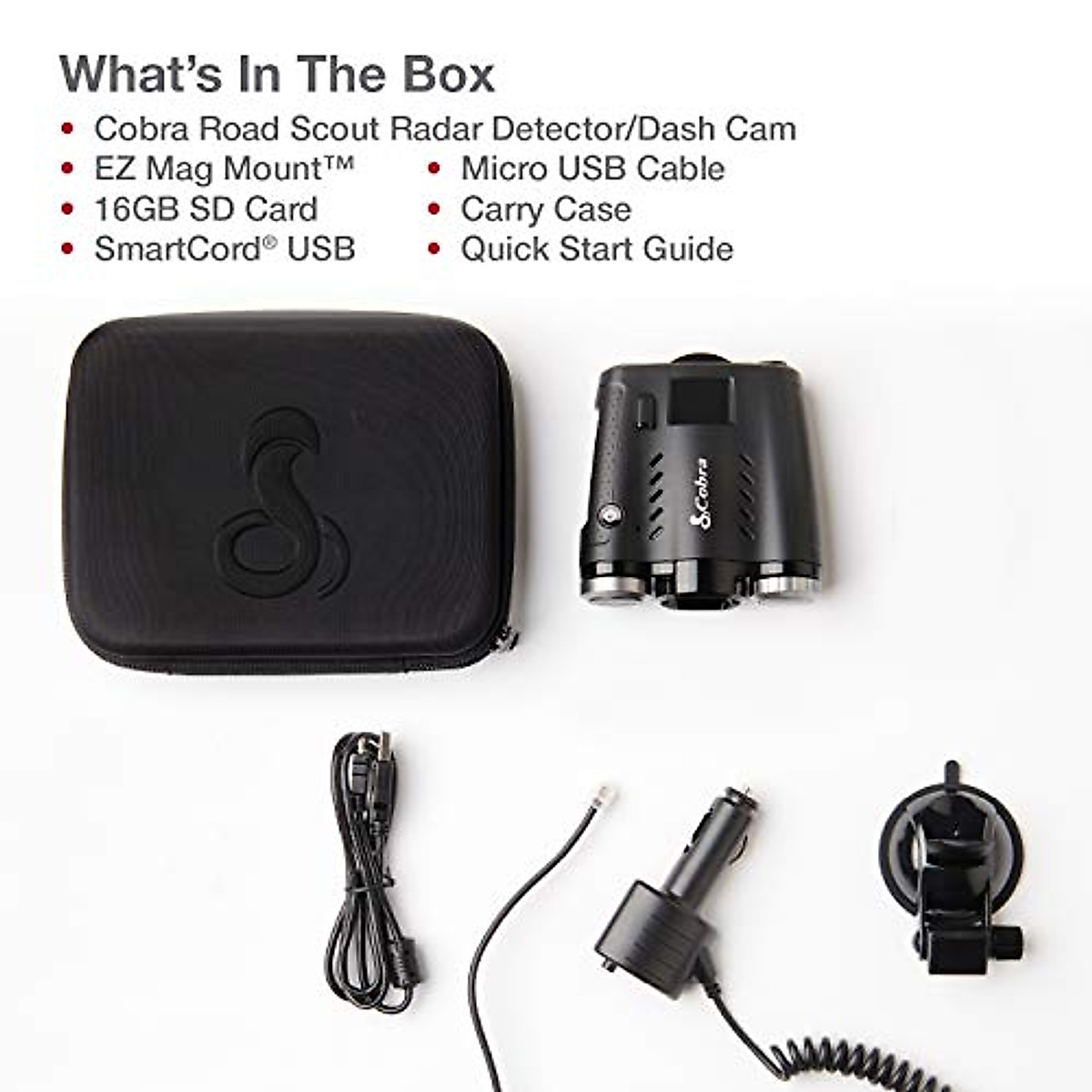 Cobra Road Scout Dash Cam and Radar Detector, WiFi, Bluetooth, iRadar Compatible, HD 1080P Dash Camera for Cars, Heavy Duty EZ Mag Mount, Connects with iRadar App