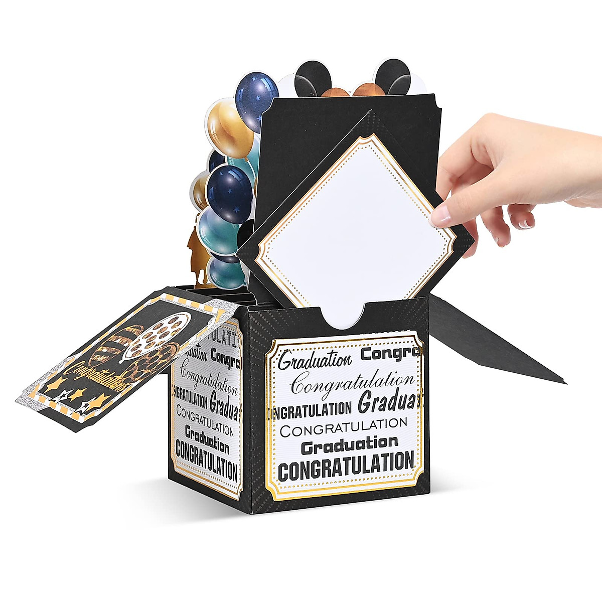 Giiffu Graduation Card, Graduation Pop Up Card, High School Graduation Cards, 3D Popup Greeting Graduation Gift Card for Boy Girl Brother Daughter, with Envelope and Note Card (Balloon
