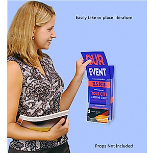 Marketing Holders 4 Pack Brochure Holder with Hardware for 4 Inch Trifolds and 3.5" x 2" Cards Printed Media for Tourist Attractions Gift Shops Retail Flyers Clear Acrylic Wall Mount