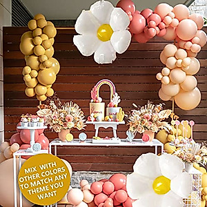 Daisy Balloon Garland Flower Theme Groovy Balloons Arch Pastel White Dusty Pink Blush Beige Nude Burnt Orange Boho Balloon Garland Kit For Baby Shower Birthday Hippie Peace Retro Party Decorations