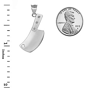 Fine 14k White Gold Meat Cleaver Butcher's Knife Charm Pendant