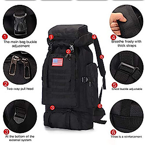 TianYaOutDoor 70l Hiking Backpack for Men Waterproof Military Camping Rucksack Travel Daypack