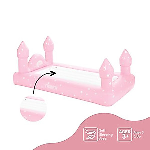 FUNBOY Kids Pink Castle Sleepover Travel Bed & Air Mattress. Perfect for Sleepovers. Includes Carrying Storage Bag, Twin
