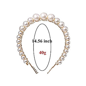 LYDZTION Pearl Headbands for Women, Elegant Bling Headbands Hairpins Headwear Barrette Hair Accessories for Birthday Christmas Day Gift,White