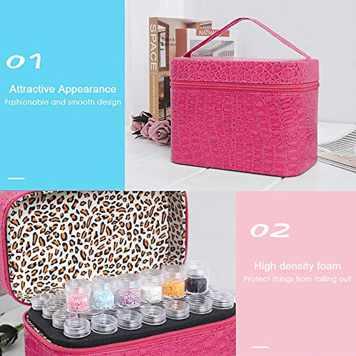 84 Slots Diamond Storage Box Diamond Embroidery Rhinestones Painting Accessory Jewelry Beads Organizer Carry Case Zipper Design