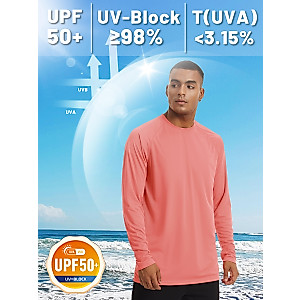 TACVASEN Mens Athletic Shirts Long Sleeve UV Protection Sun Shirts Quick-Dry Hiking Tops UPF 50+ Fishing Shirts Men Summer Beachwear Watermelon Red