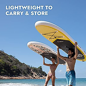 Ciays Inflatable Paddle Board with SUP Accessories of Backpack, 1 Fins, 2 Bags, Leash, Adjustable Paddles, Waterproof Bag, and Hand Pump, 10’5x30’’x6’’ Stand Up Paddleboard Yellow