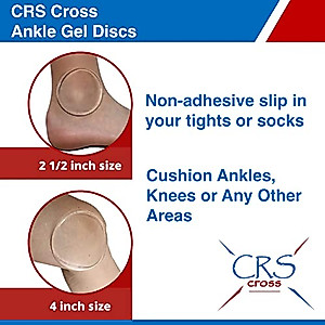 CRS Cross Ankle Gel Discs - 2 1/2 inch Ankle Gel Pads. Cushion and Protection for Ice Skating, Hockey, Roller skating, Inline, Hiking, Riding, and Ski Boots.