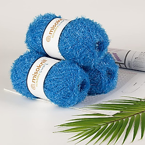 Misoknit Pastel Scrubby Yarn for dishcloths Crocheting 2 Skeins Polyester 100%, 2.8oz(80g) Each, 196 Yards per Skein (Dodger Blue)