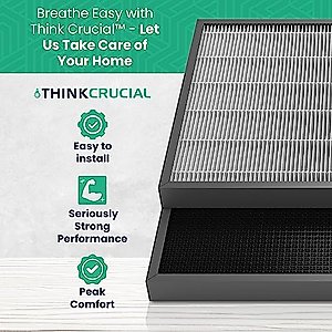Think Crucial Replacement Air Purifier Filters Compatible with Winix J Models HR950 & HR1000 - Includes 1 Air Purifier Filter & 1 Carbon Filter - Compare to Part # 117130-2 Pack