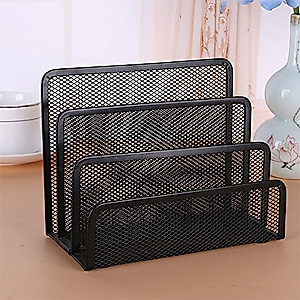 Desk Mail Organizer, Easepres 2 Pack Office Small Letter Sorter Desktop File Organizer Metal Mesh with 3 Vertical Upright Compartments