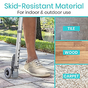 Vive Walker Wheels with Brakes - Mobility Aid Equipment for Seniors - Replacement Parts for Back Stability Safety - 3 Inch Rear Glide Rubber Wheel - Swivel/Lock Universal Adjustable Design