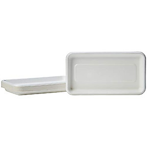 Amazon Basics Compostable Mini Tray, 8.3" x 4.5" x 0.6", White, Pack of 500
