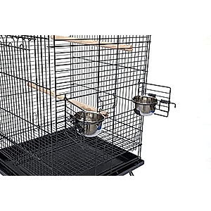 Large 64-Inch Open Dome Roof Top for Parrot Lovebird Cockatiel Cockatiels Parakeets Bird Cage with Removable Stand (20" x 20" x 64"H, Black Vein)