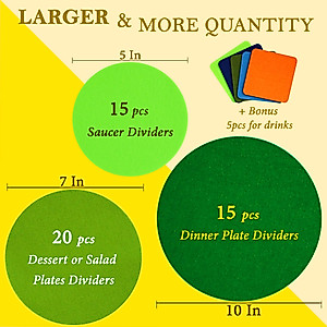 Savina Felt Plate Dividers Protectors - Set 50pcs + 5pcs Coasters for Drinks - Avoid Scratching When Stacking - Protectors for Packing and Moving.