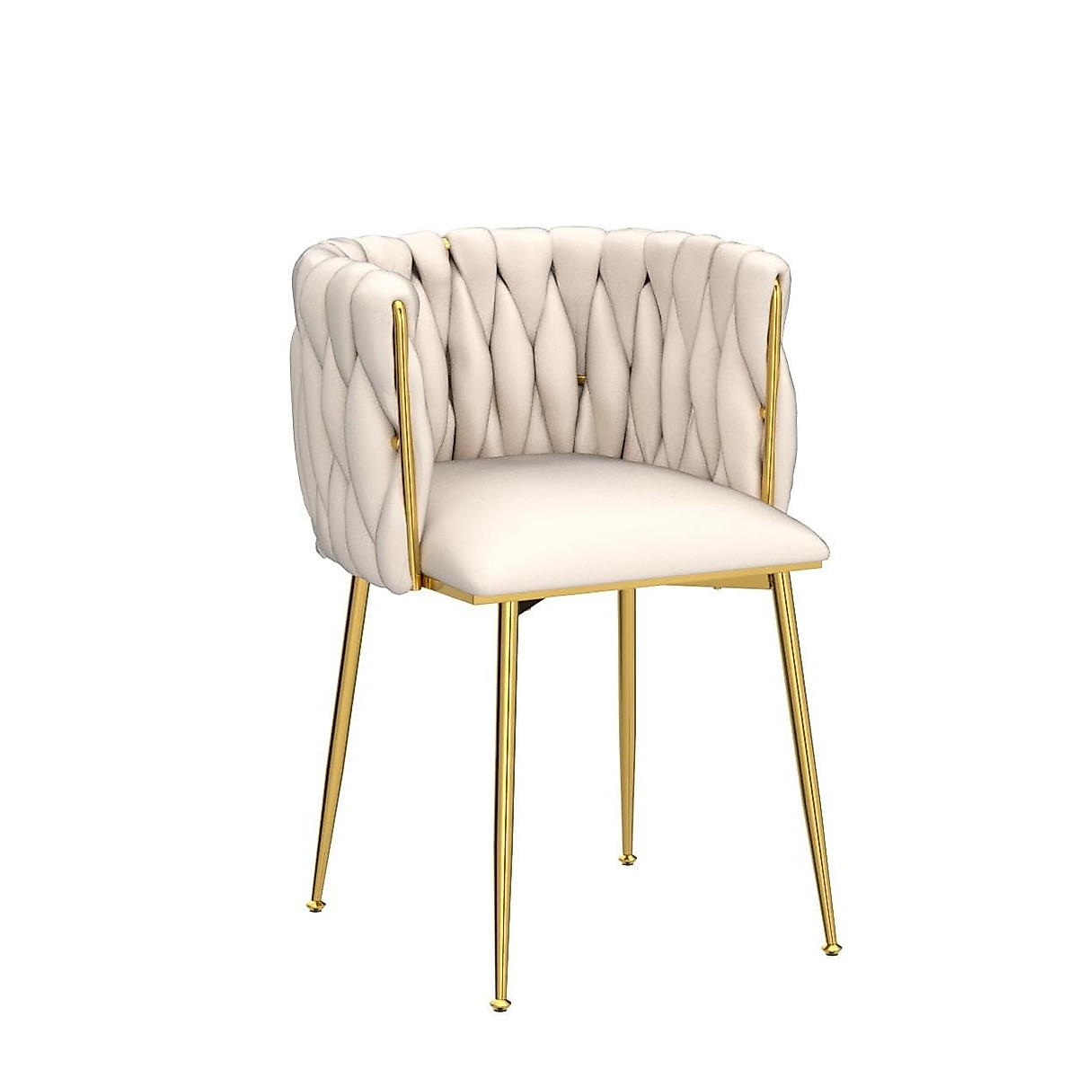 Nrizc Velvet Dining Chairs Set of 4, Woven Upholstered Dining Chairs with Gold Metal Legs, Modern Accent Chairs for Living Room, Dining Room, Kitchen