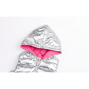 Mud Kingdom Toddler Kids Hooded Vests Jackets Zip-up Lightweight Casual Warm Autumn Winter Silver White 4T