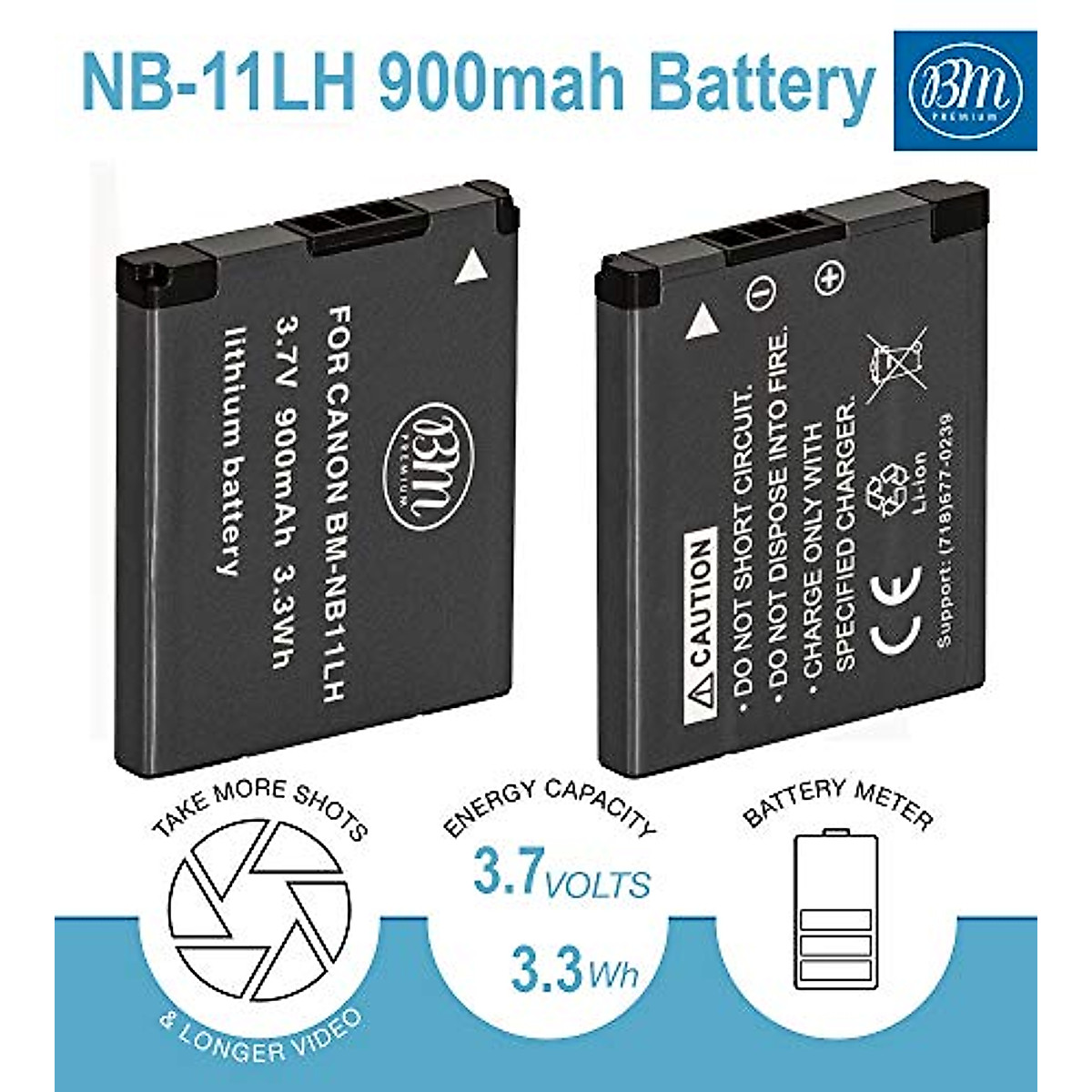 BM 2 NB-11LH Batteries and Dual Battery Charger for Canon Elph 135, Elph 140, Elph 150, Elph 160, Elph 170, Elph 180, Elph 190, Elph 320 HS, Elph 340, Elph 350, Elph 360, SX400, SX410, SX420 Cameras
