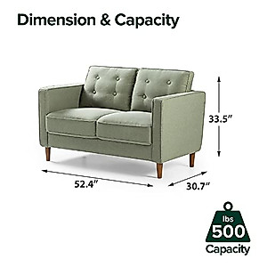 ZINUS Lauren Loveseat / Button Tufted Cushions / Easy, Tool-Free Assembly, Pear Green