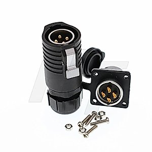 HangTon LP20 4 Pin Connector Industrial Waterproof Power Male Plug Female Panel Socket, 500 Volt 30 Amp, Gold Plated, Battery Charger Port