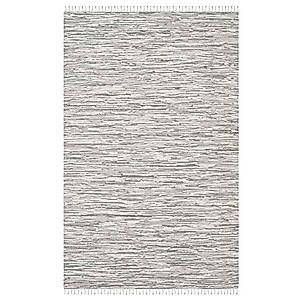 SAFAVIEH Montauk Collection 4' x 6' Silver MTK753A Handmade Fringe Cotton Area Rug