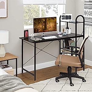 ZGJHFF Reversible Computer Desk Study Workstation Home Office Reversible 4 Tier Bookcase Multifunctional Desk