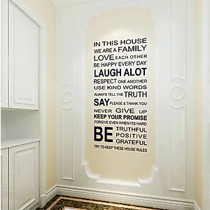 Large Quotes Wall Decal Inspirational Stickers Motivational Family Saying Decorative Nursery Art Kids Baby Home Letters Vinyl Peel & Stick Mural Art in This House We are a Family Love (Large)